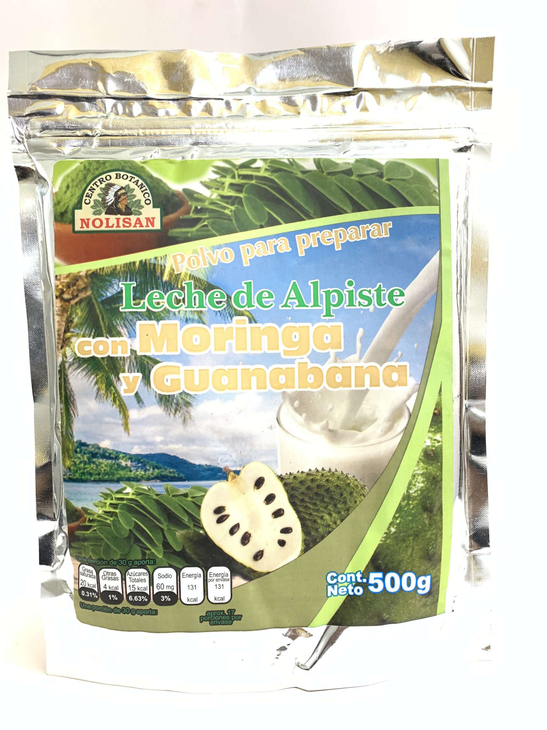 Leche De Alpiste Mix Sabor Moringa Y Guanabana 500 Gr Nolisan